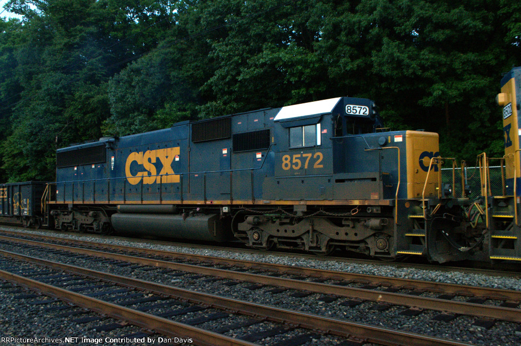 CSX SD50-2 8572 trails on Q301-23